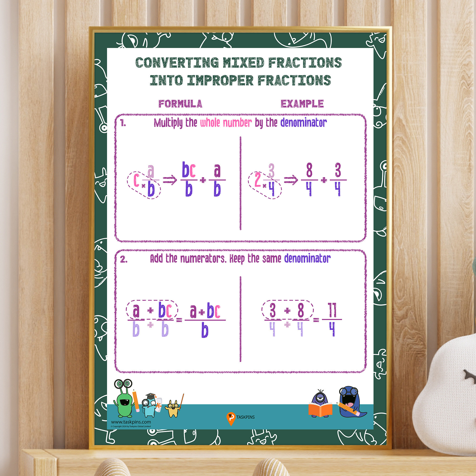 Converting Fractions Mixed Fractions Improper Fractions Basic Math ...