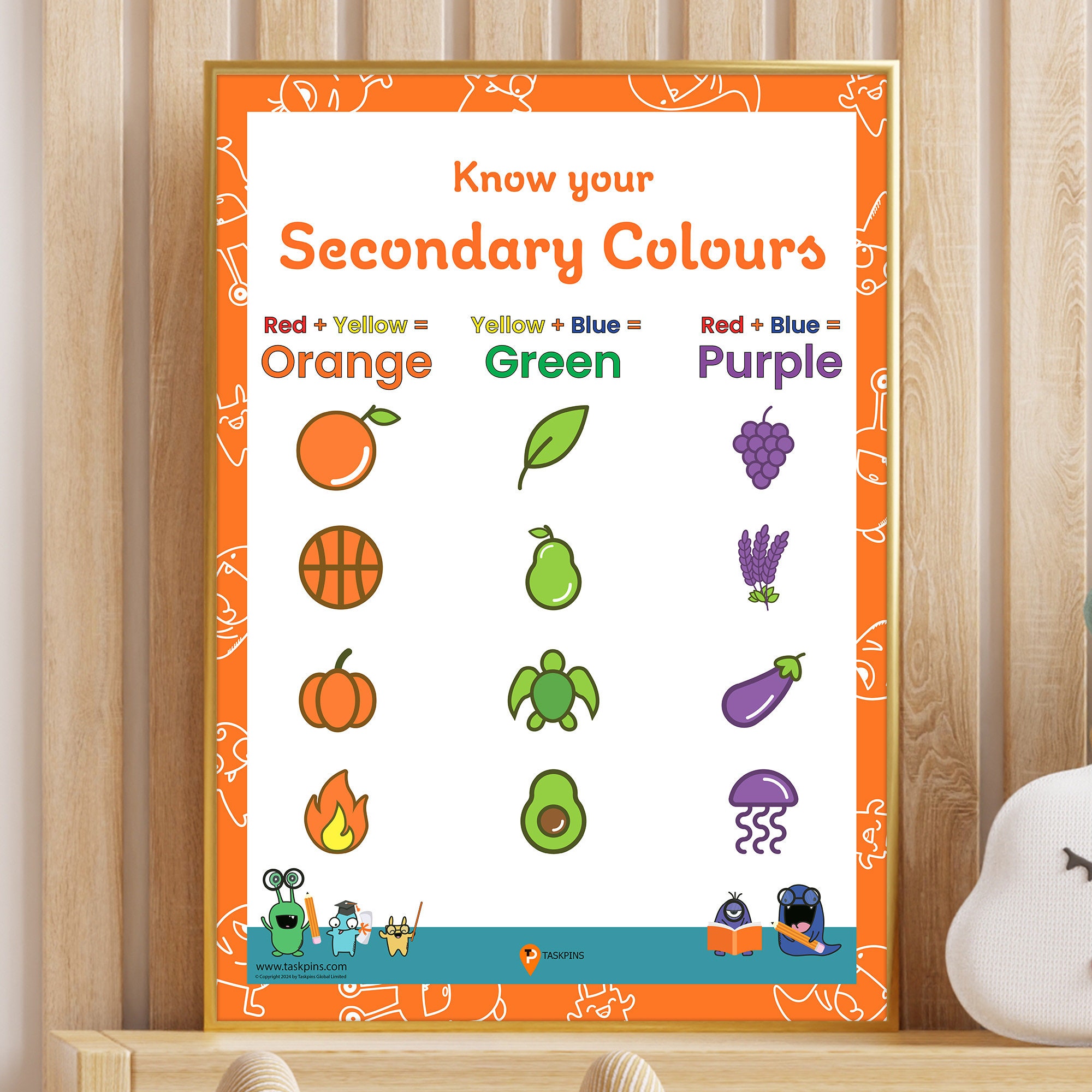 Secondary Colours Poster Kids Color Print Classroom Decor Colours ...