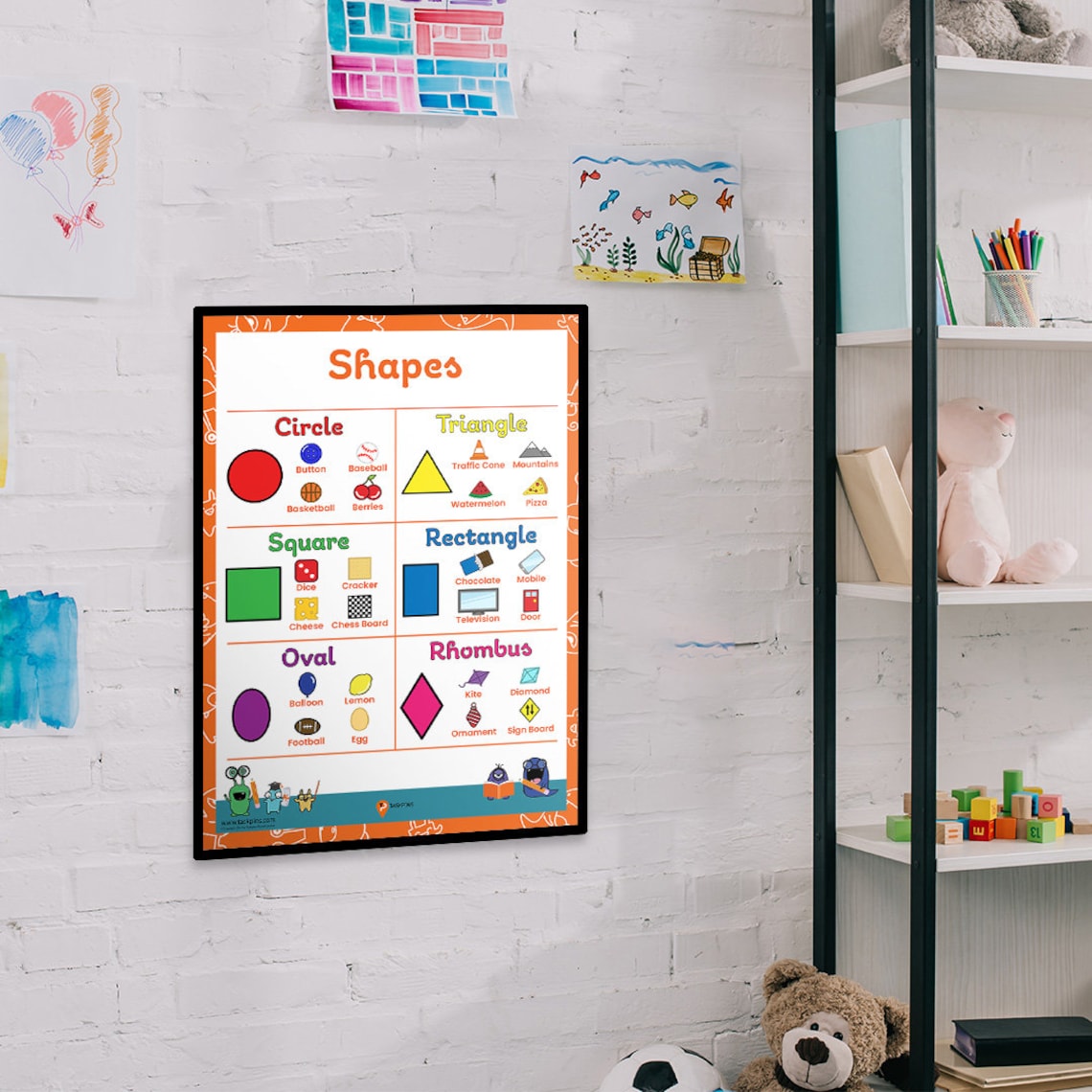 Shapes Poster Kids Learn Shapes Print Classroom Decor Shapes Printable ...