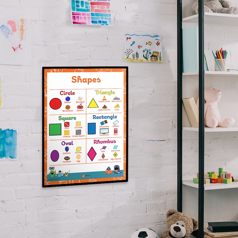 Shapes Poster Kids Learn Shapes Print Classroom Decor Shapes Printable ...
