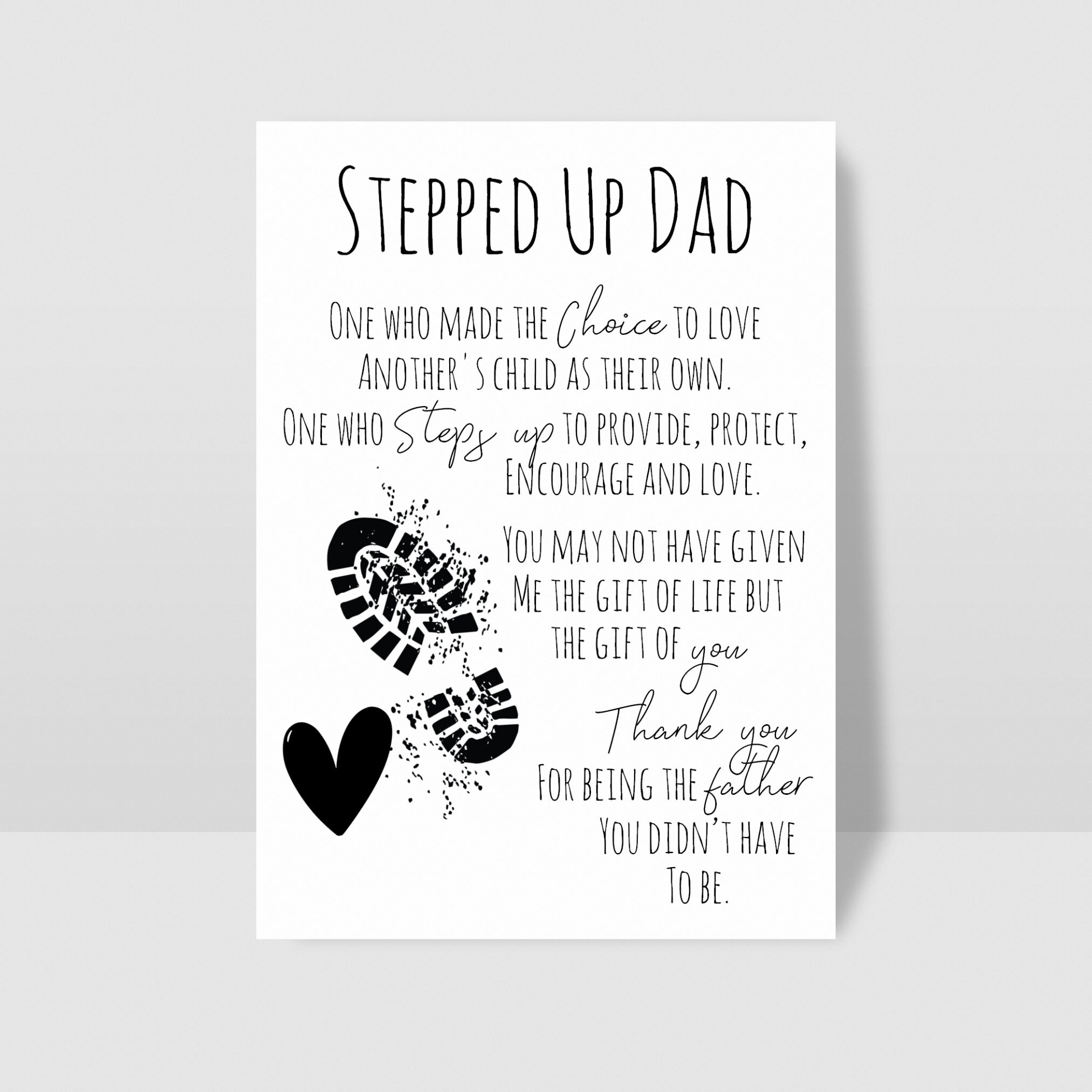 Digital Step Dad Gift, Stepped up Dad Gift, Step Dad Poem Gift, Fathers ...