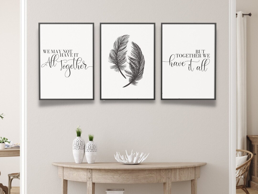 Digital Family Prints Quote Set of 3, Feather Prints, Living Room Decor ...