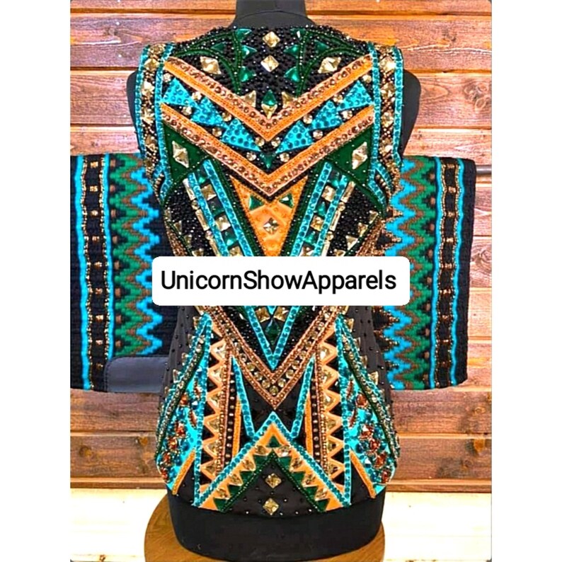 Combo Turquoise Showmanship Vest and Pad Set Western Show Vest Western ...