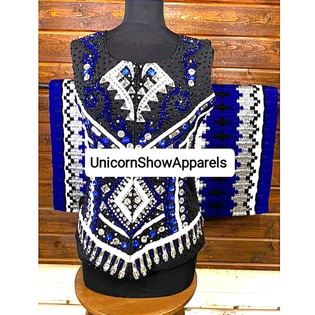 Combo Blue and Silver Showmanship Vest and Pad Set Western Show Vest ...