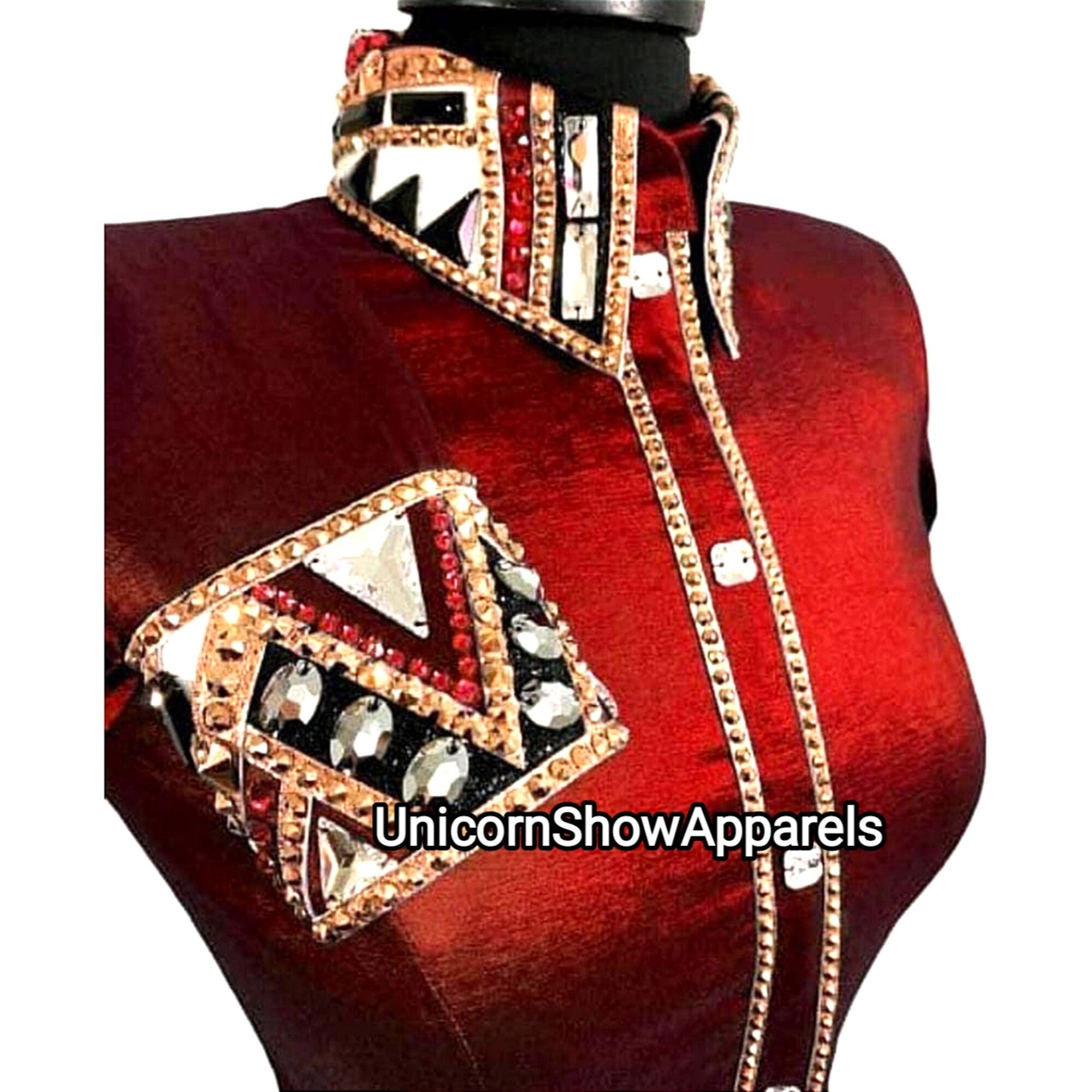 Western Royal Blue Teal and Red Show Shirt Showmanship Shirt - Etsy