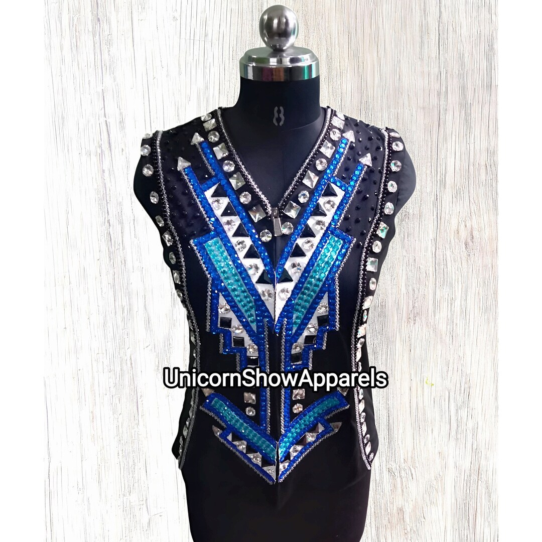Blue Silver Black Show Vest Western Show Vest Showmanship Outfits for ...