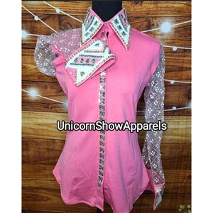 Western Light Pink Show Shirt Western Show Shirt for Women Horse Riding ...
