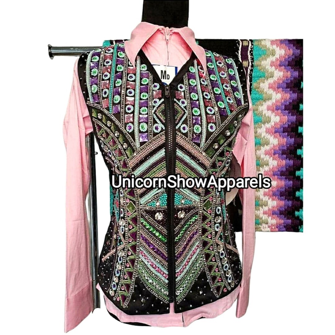 Combo Peach Shirt, Vest and Pad Set Showmanship Jacket Western Show Pad ...