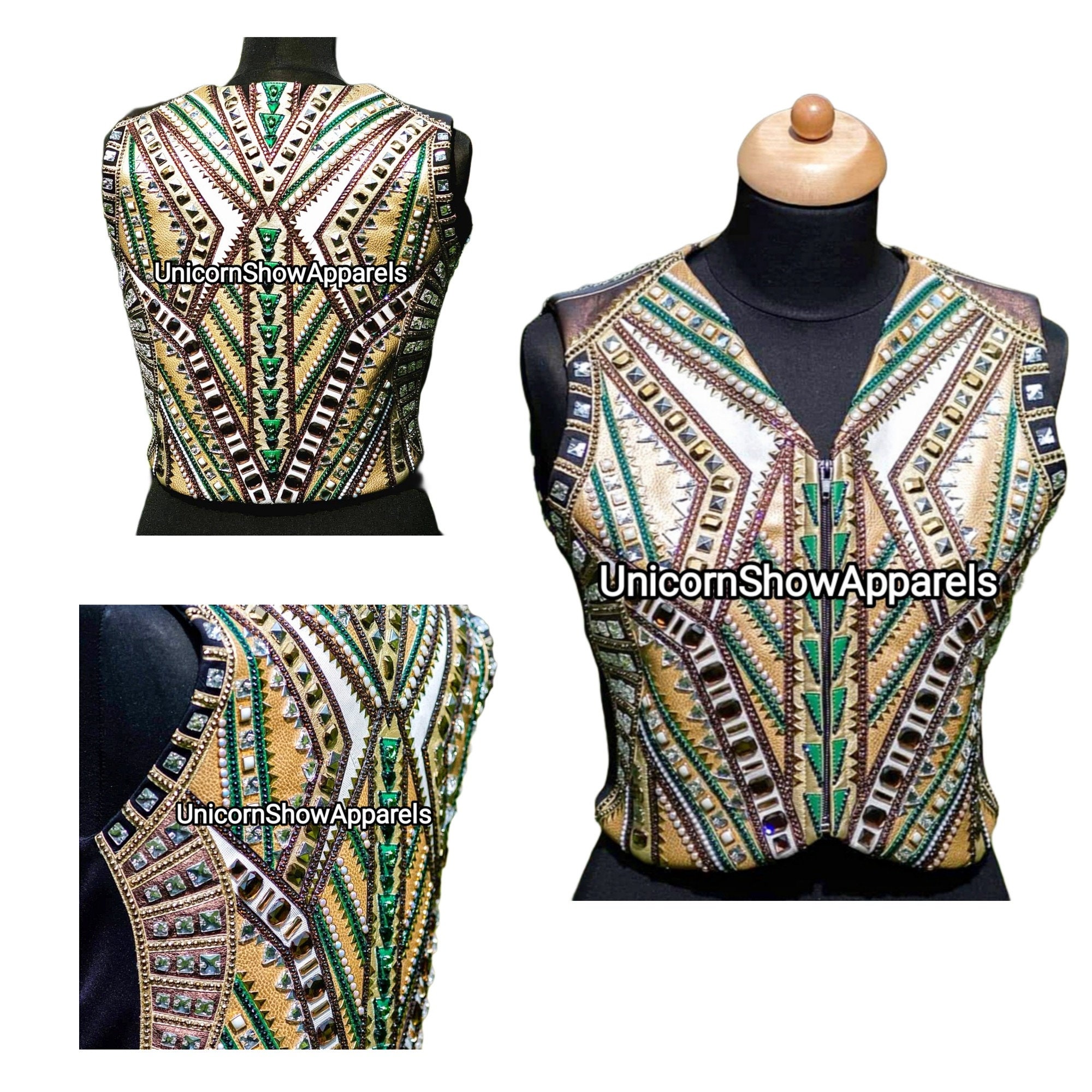 Golden Green Show Vest Western Show Vest Showmanship Outfits for Women ...