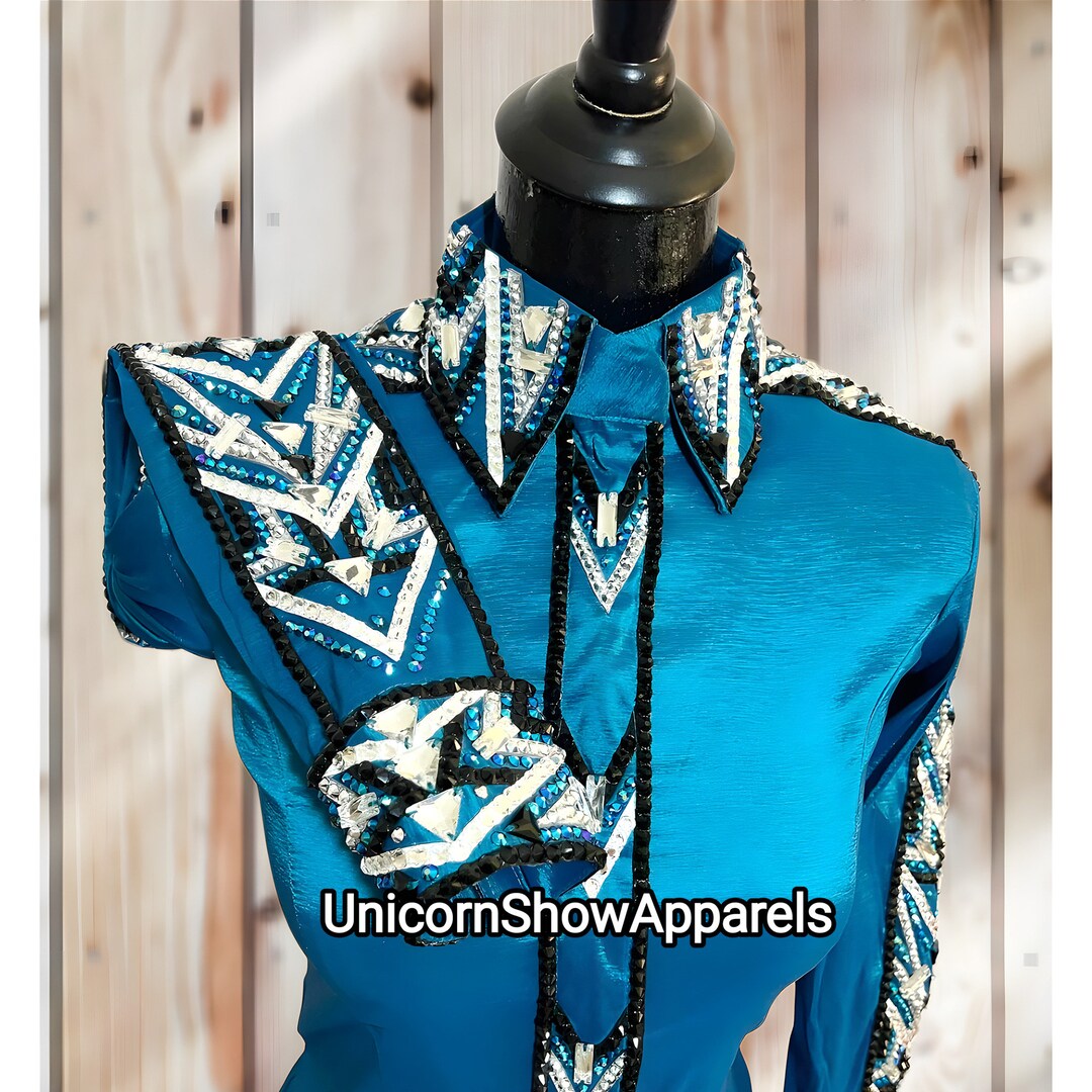 Turquoise Silver Show Shirt Showmanship Shirt Western Show Shirt Horse ...