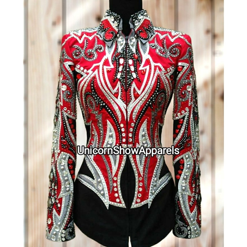 Red and Silver Show Jacket Showmanship Jacket Western Show Jacket Horse ...