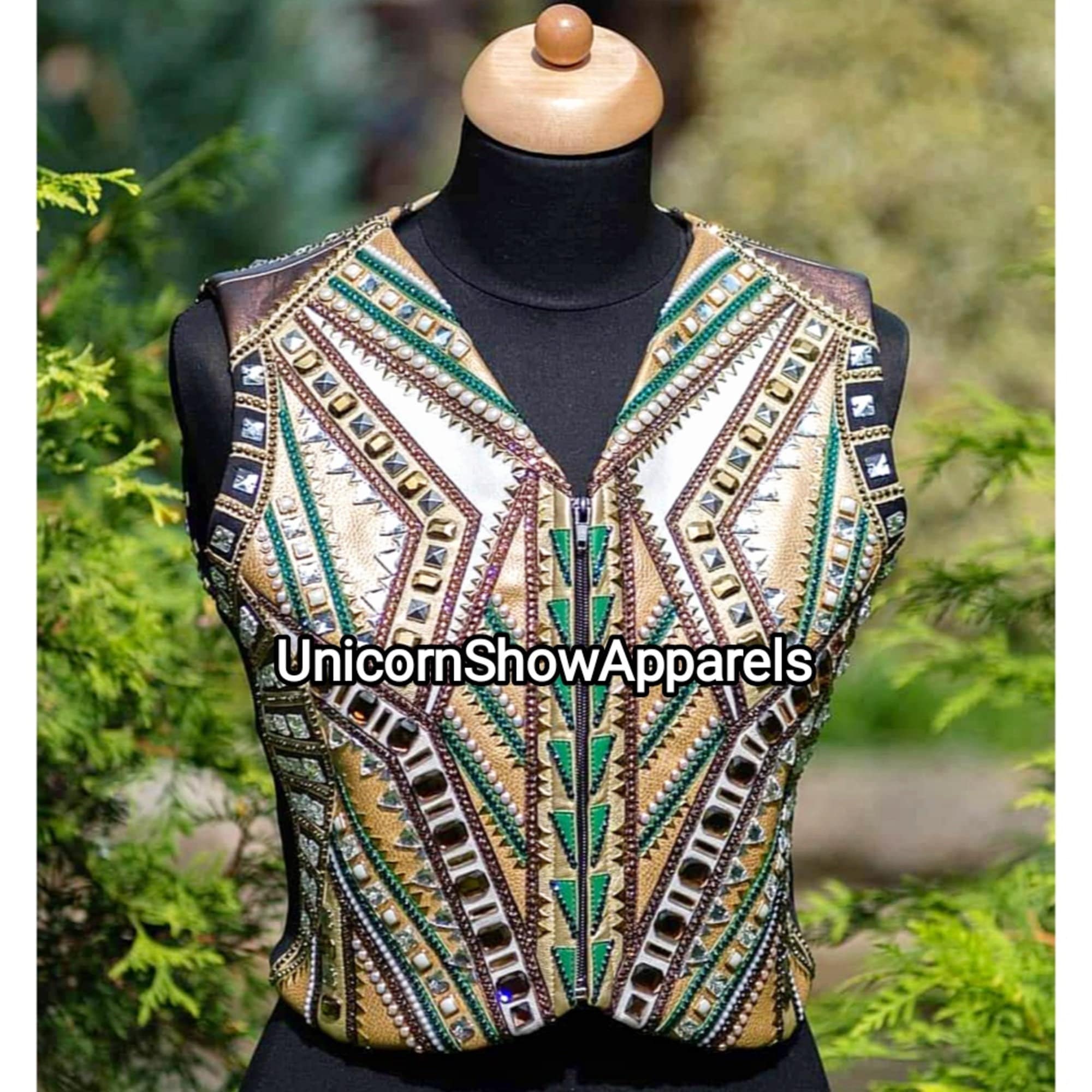 Golden Green Show Vest Western Show Vest Showmanship Outfits for Women ...