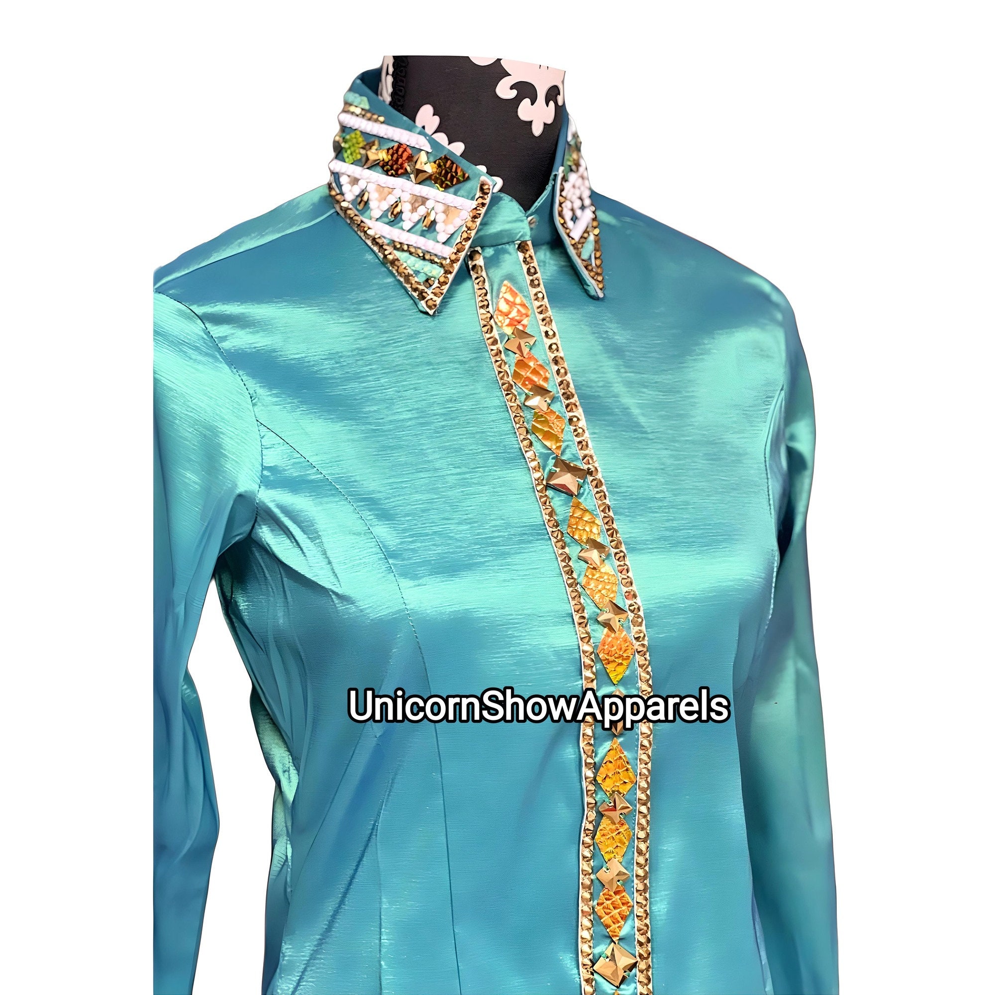 Turquoise Show Shirt Western Show Shirt Showmanship Shirt for Horse ...