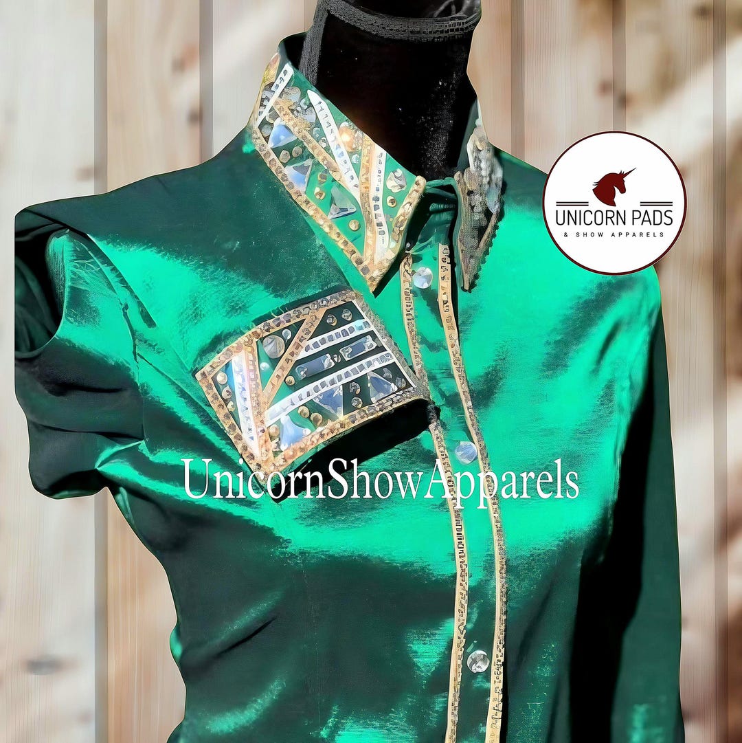 Green and Gold Show Shirt Western Show Shirt Showmanship Shirt Western ...