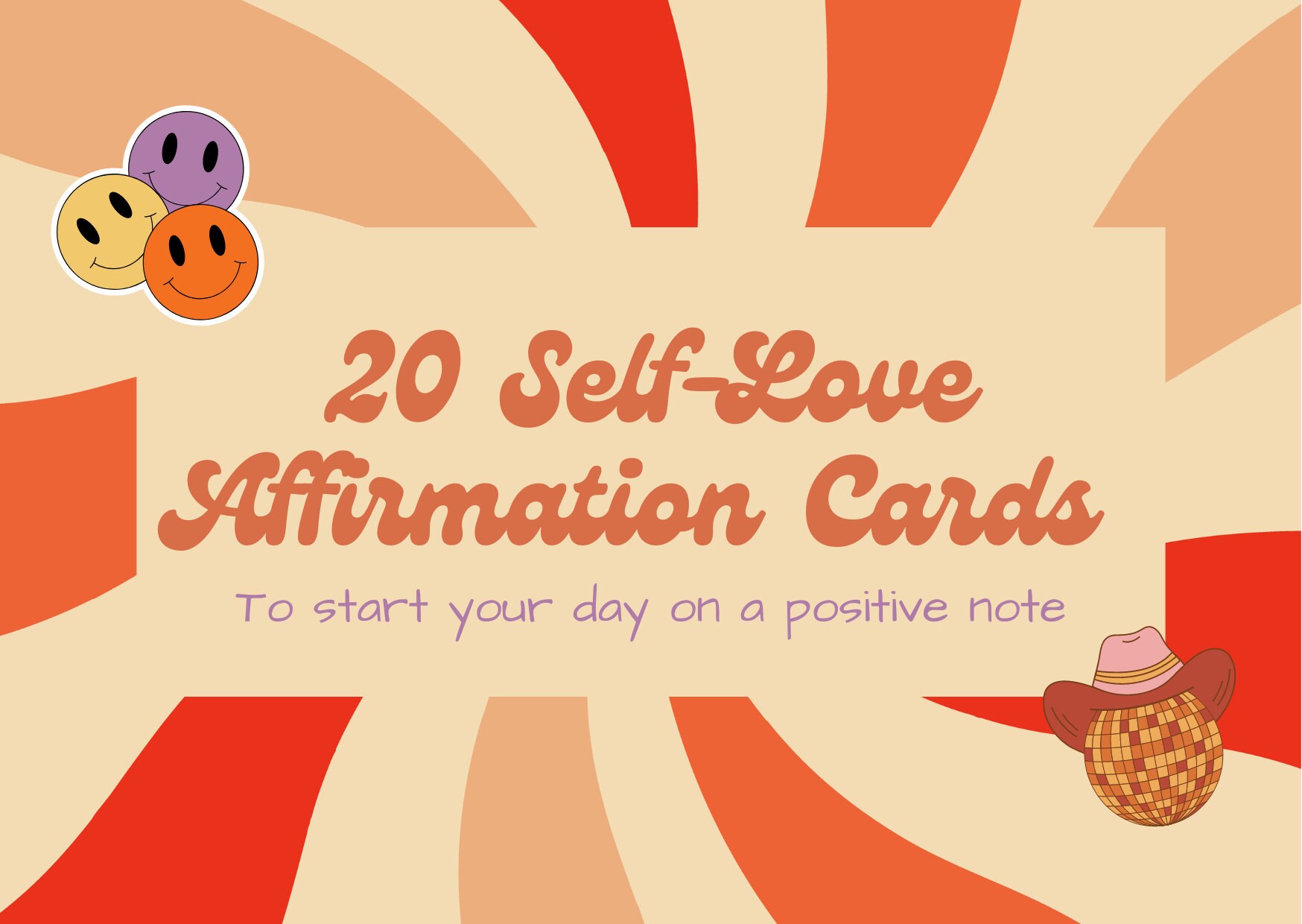 20 Self Love Retro Funky Affirmation Cards Positivity Empowering