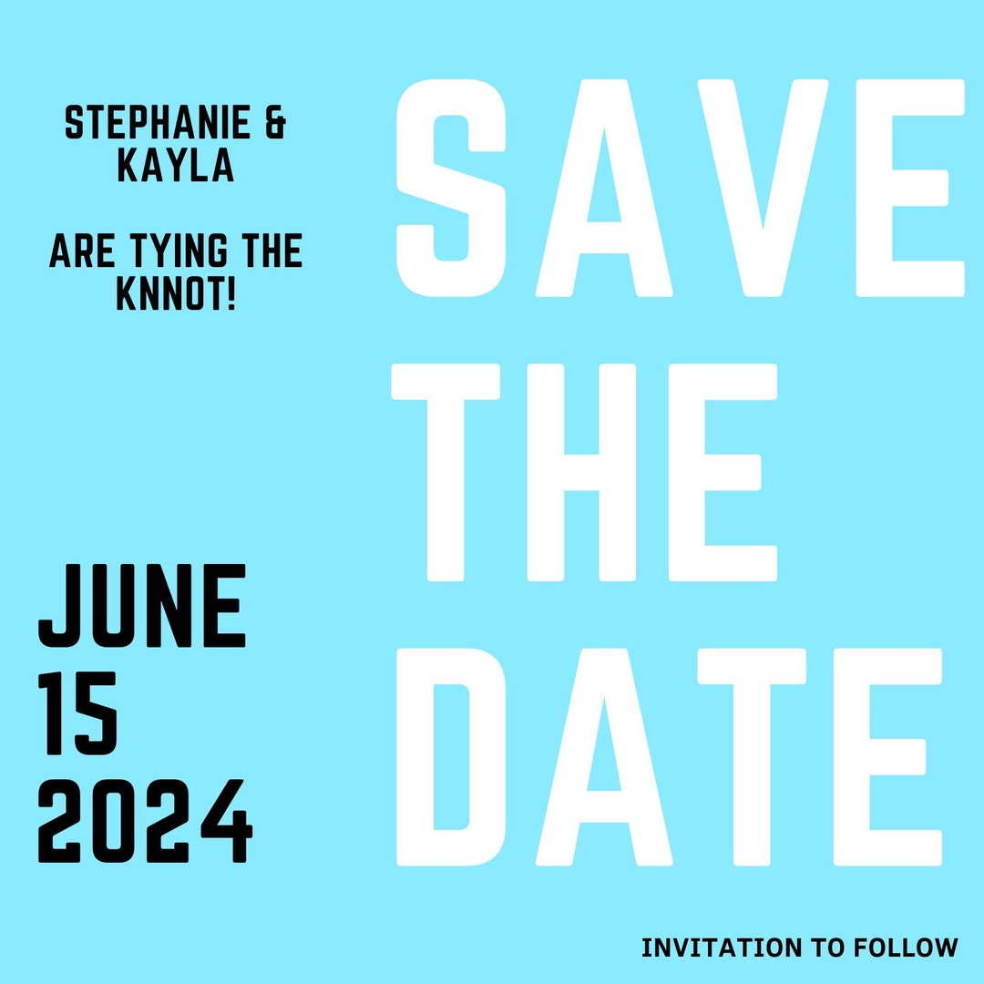 Light Blue Modern Classic Save the Date Digital Download Invite, E-vite ...