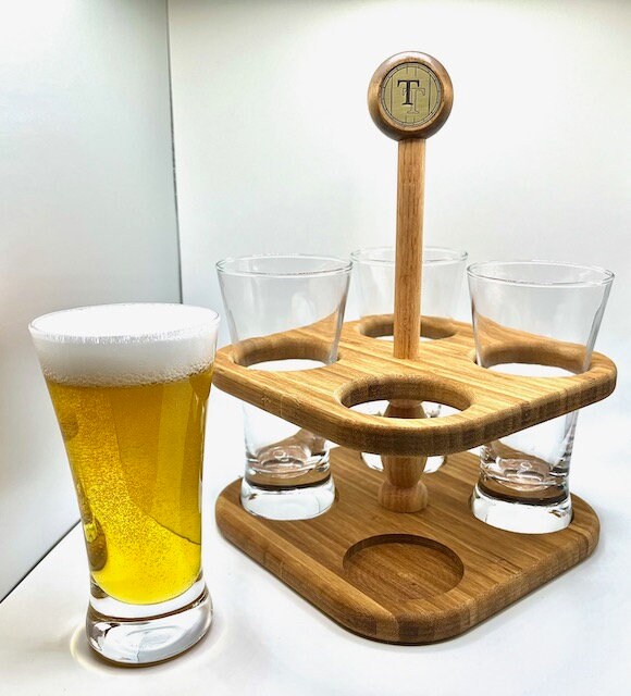 Beer Flight Caddy (GLASSWARE INCLUDED) - Etsy