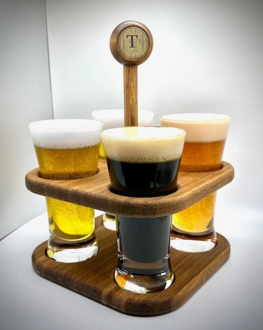 Beer Flight Caddy (GLASSWARE INCLUDED) - Etsy