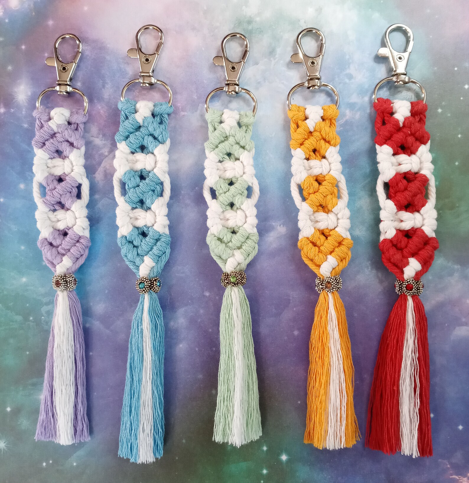 Macrame Glittering Gaze Keychain - Etsy