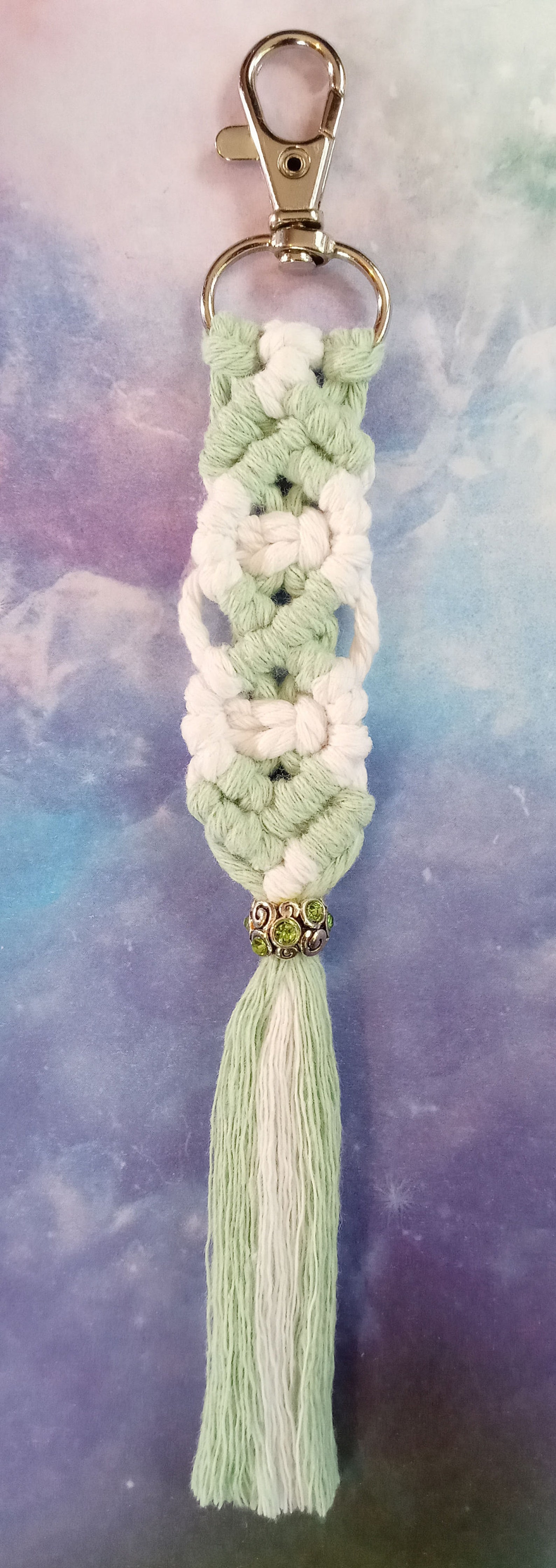 Macrame Swirl Bead Keychain - Etsy