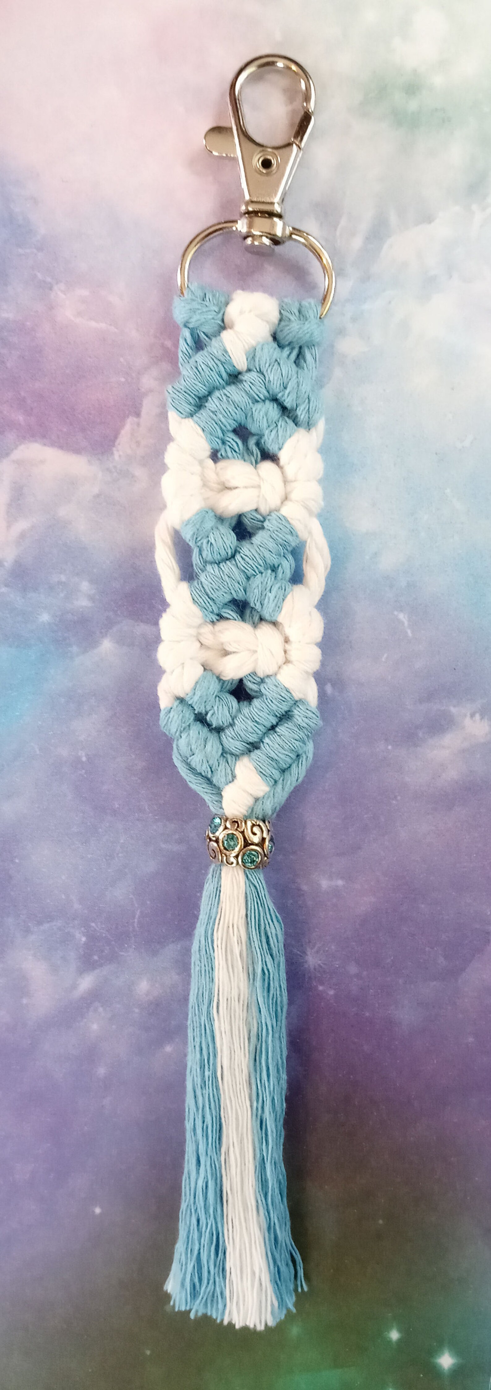 Macrame Swirl Bead Keychain - Etsy