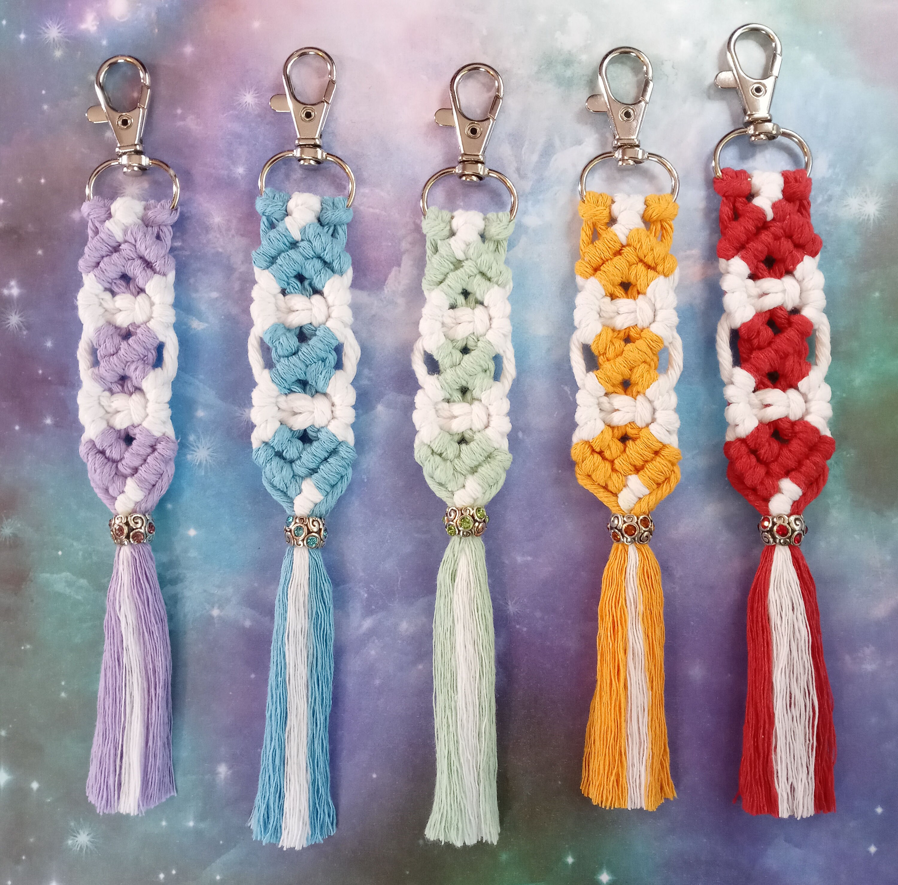 Macrame Swirl Bead Keychain - Etsy