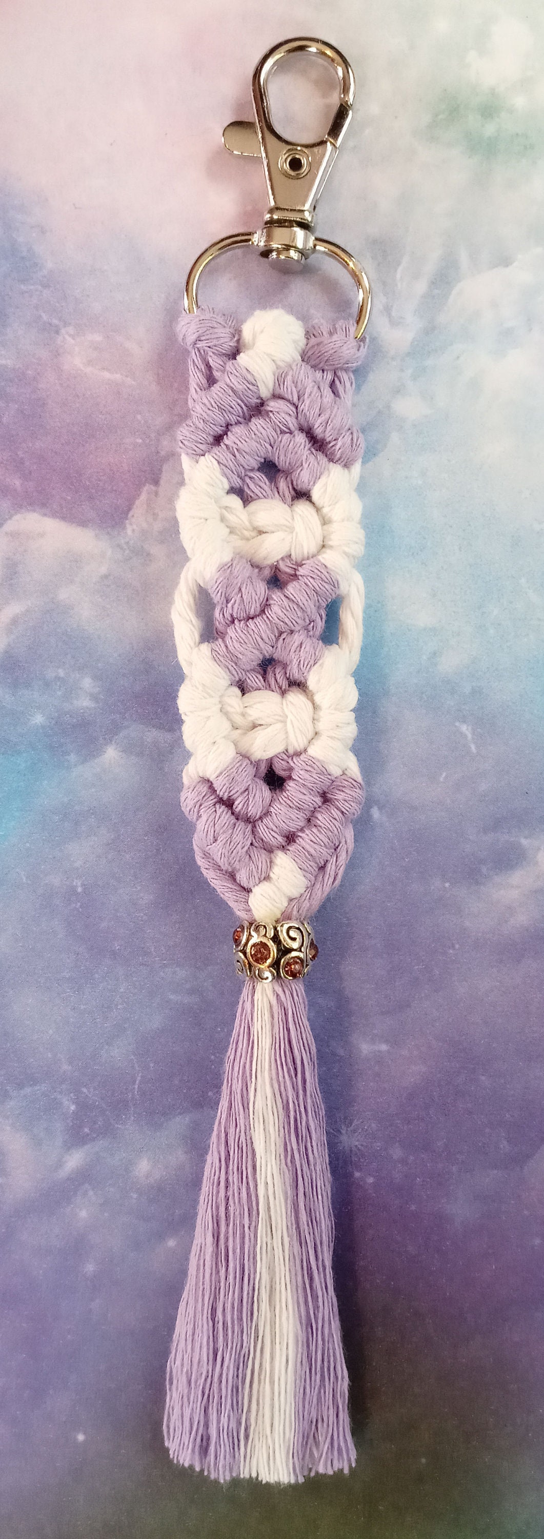 Macrame Swirl Bead Keychain - Etsy