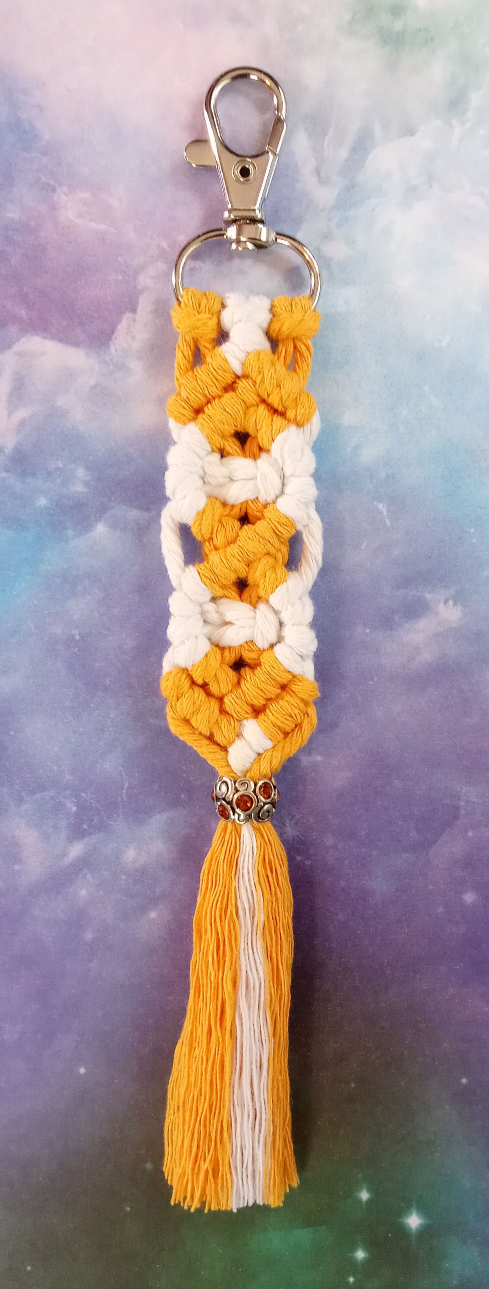 Macrame Swirl Bead Keychain - Etsy