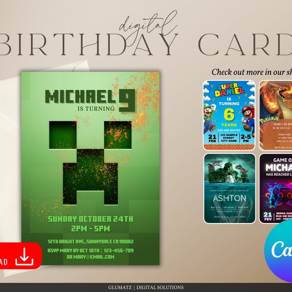 Creeper Party Invitation - Etsy