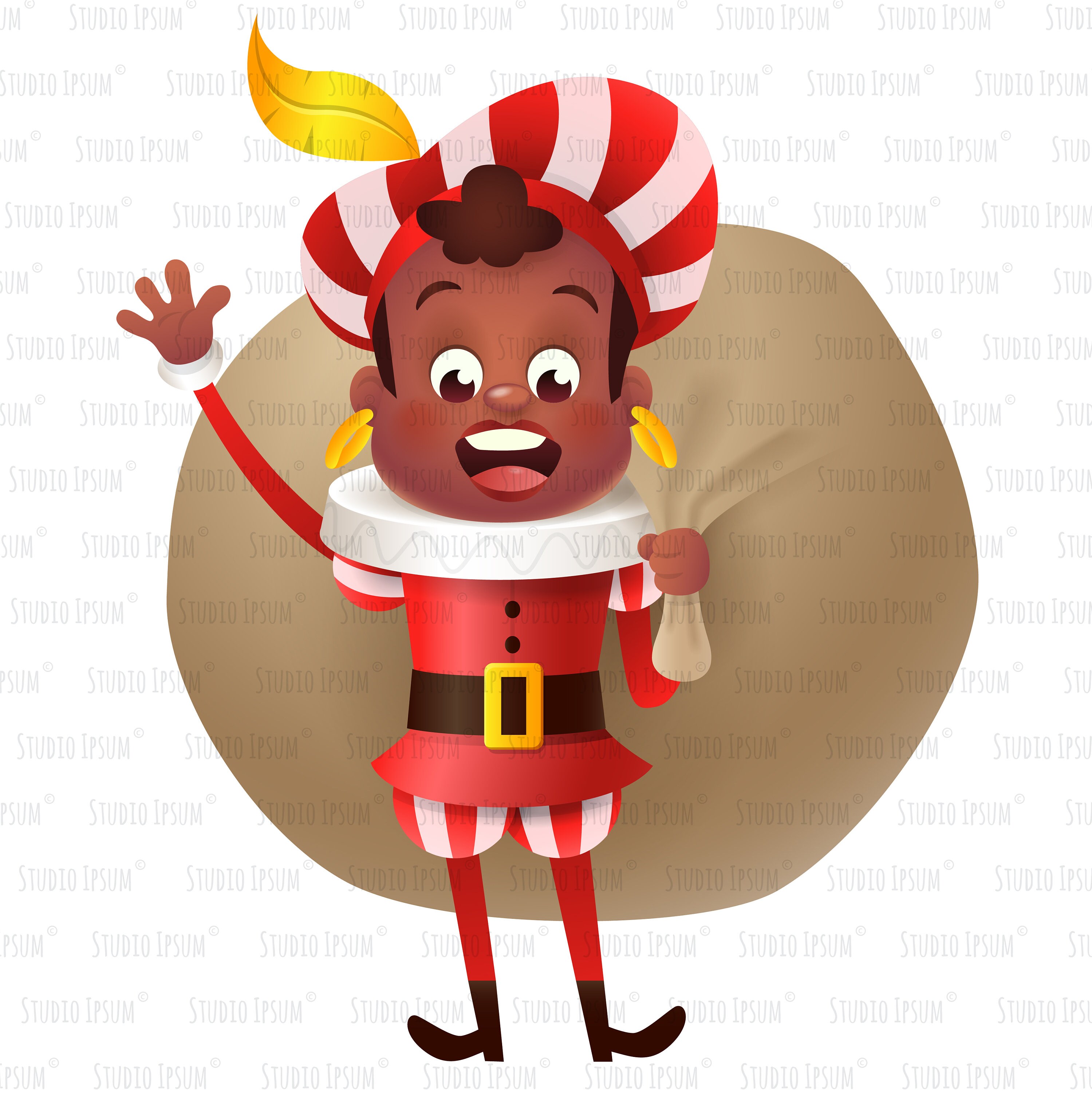 Cute Sinterklaas Helper Piet in Red Costume With Gift Bag - Etsy