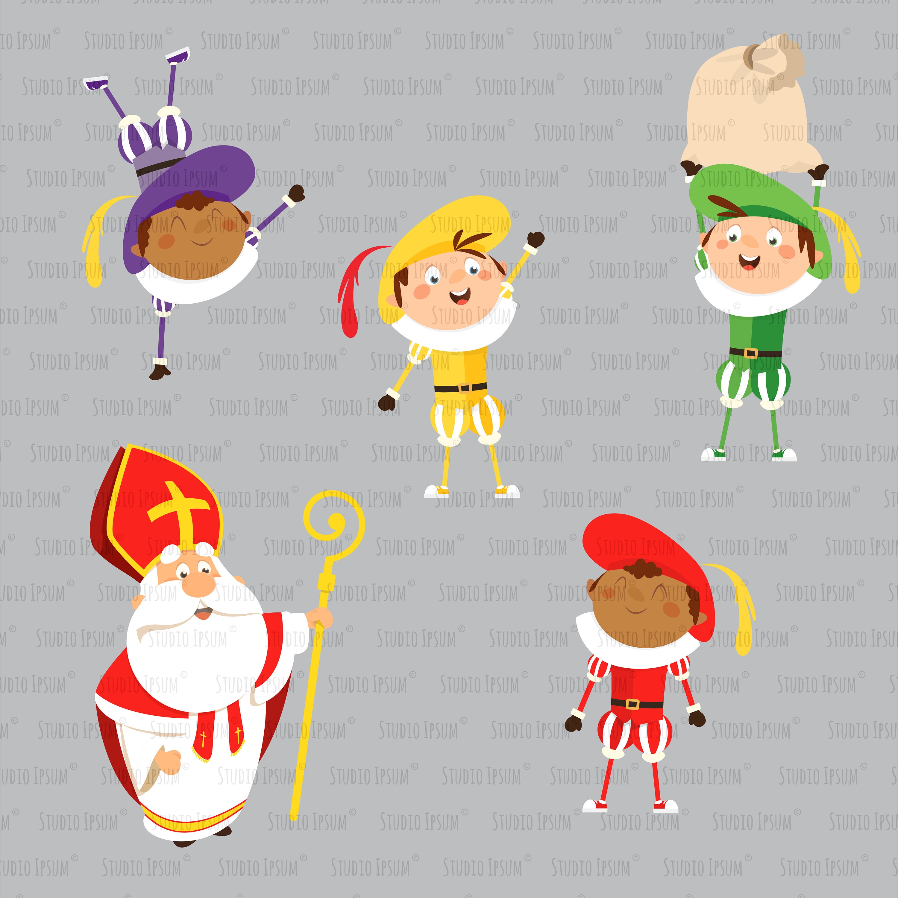 Saint Nicholas or Sinterklaas and Helpers Piets Celebrate Sinterklaas ...