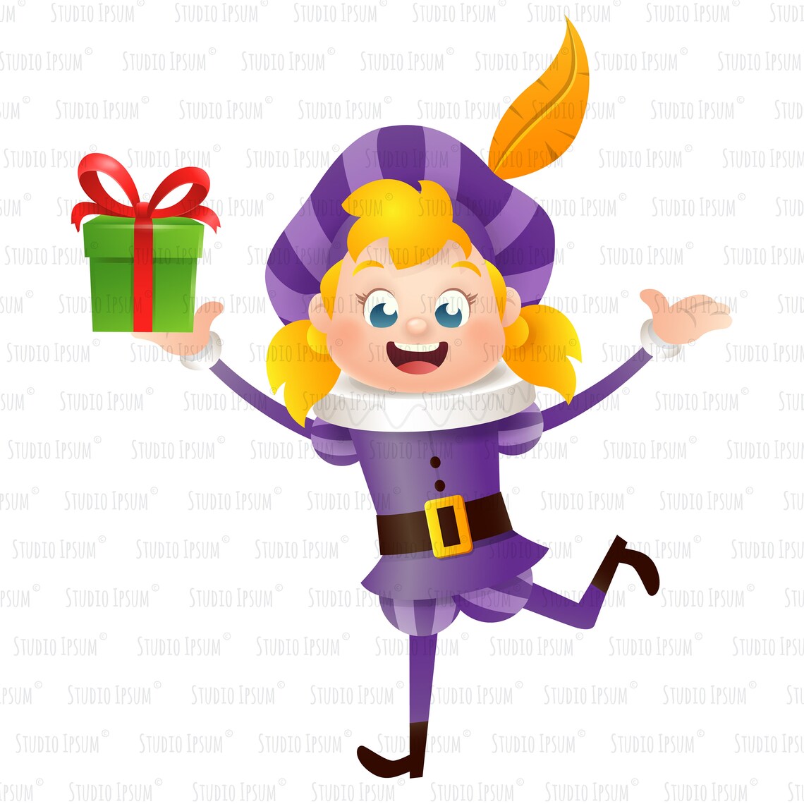 Cute Girl and Sinterklaas Helper in Purple Costume With Gift - Etsy