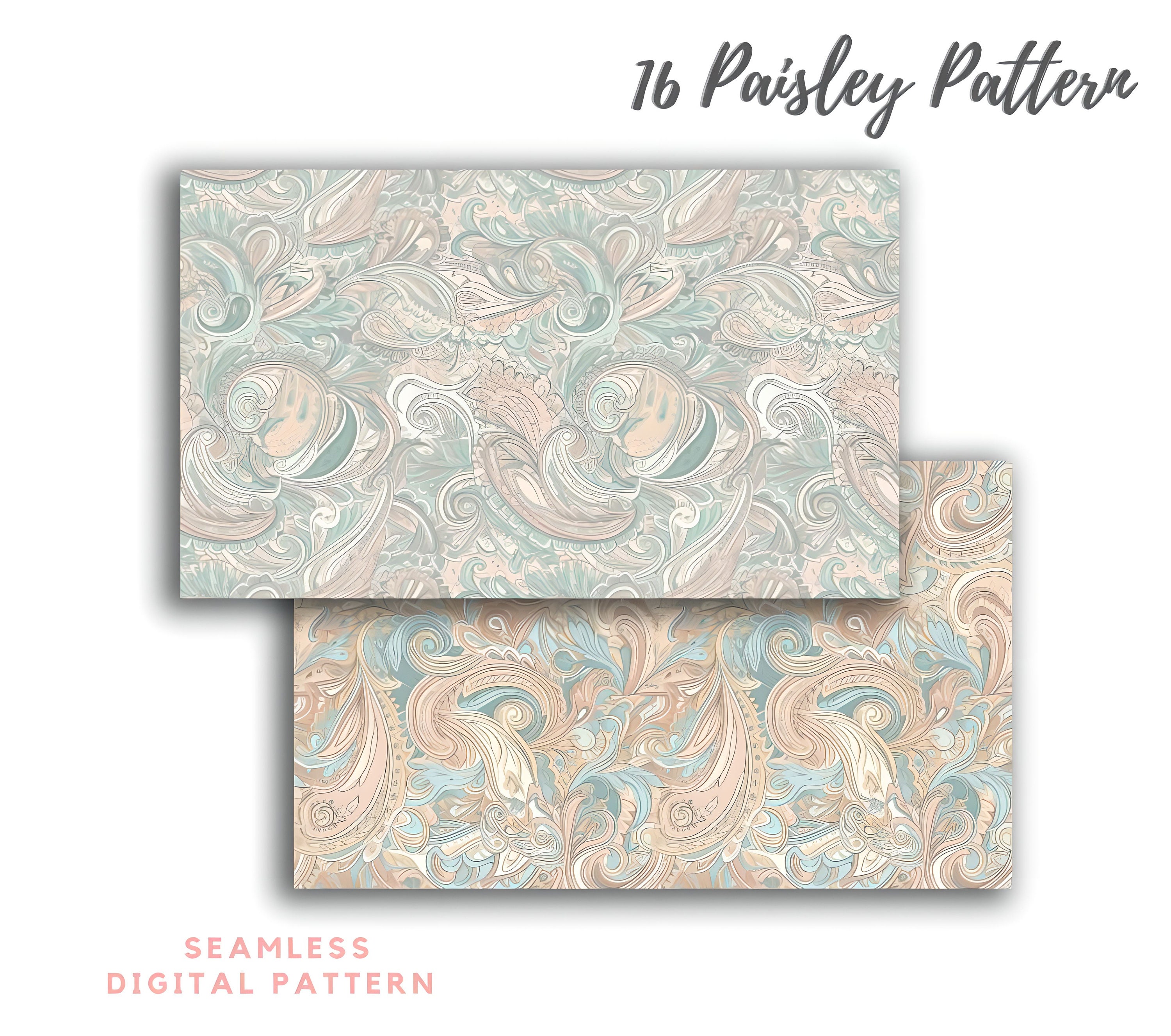 16 Pastel Paisley Patterns, Seamless Digital Pattern, Buta Seamless ...