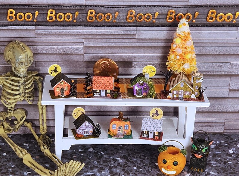 Tiny Halloween Glitter House – 1:12 Scale Dollhouse Miniature Putz ...