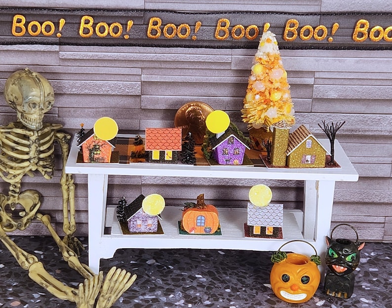 Tiny Halloween Glitter House – 1:12 Scale Dollhouse Miniature Putz ...