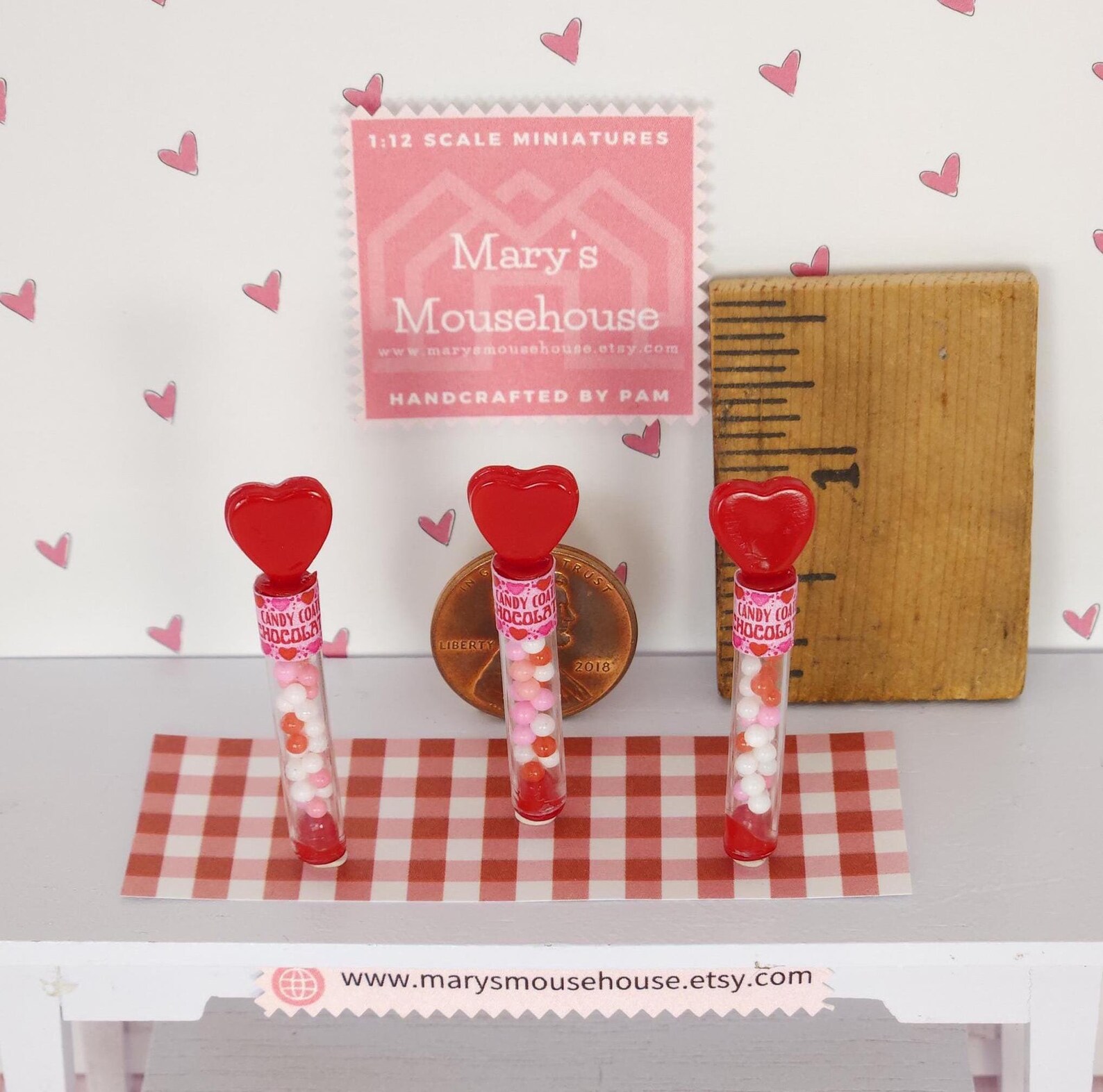 Dollhouse Miniature Valentine's Day Candy Tube - 1:12 Scale Red Heart ...