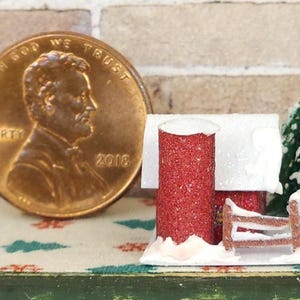 Tiny Christmas Putz Glitter Barn W/ Silo - Dollhouse Miniature 1:12 ...