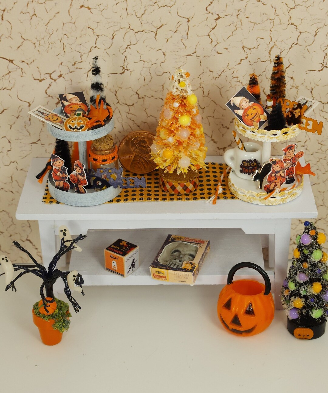 Miniature Halloween Decor - 1:12 Scale Dollhouse Tiered Tray W ...