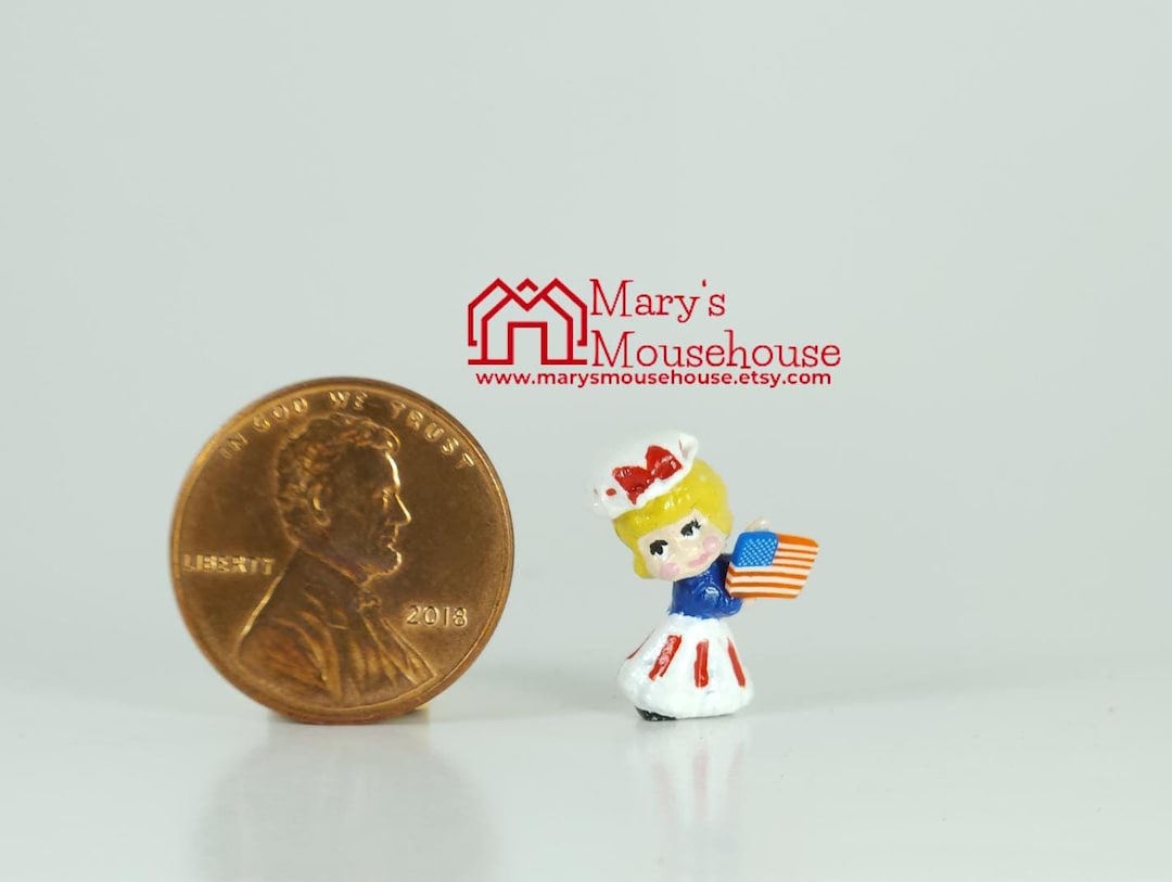 Dollhouse Miniature Betsy Ross Figurine With Flag - 1:12 Scale Vintage ...
