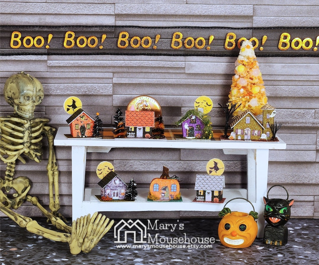 Tiny Halloween Glitter House – 1:12 Scale Dollhouse Miniature Putz ...
