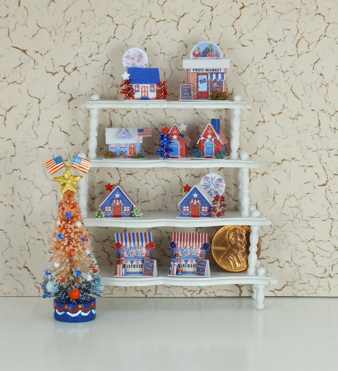 Tiny Patriotic Glitter House Fireworks Stand or Fruit Market 1:12 Scale ...