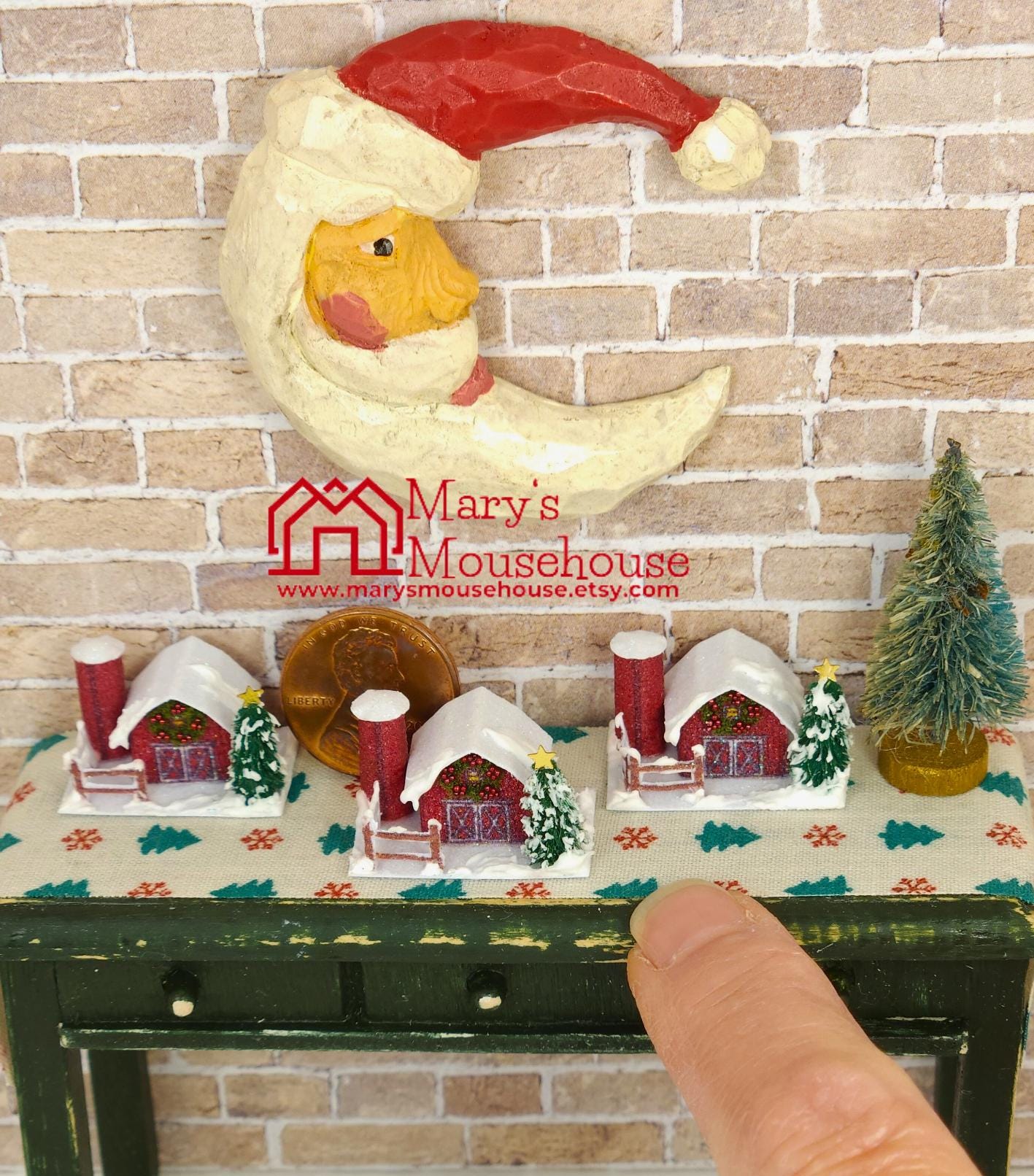 Tiny Christmas Putz Glitter Barn W/ Silo - Dollhouse Miniature 1:12 ...
