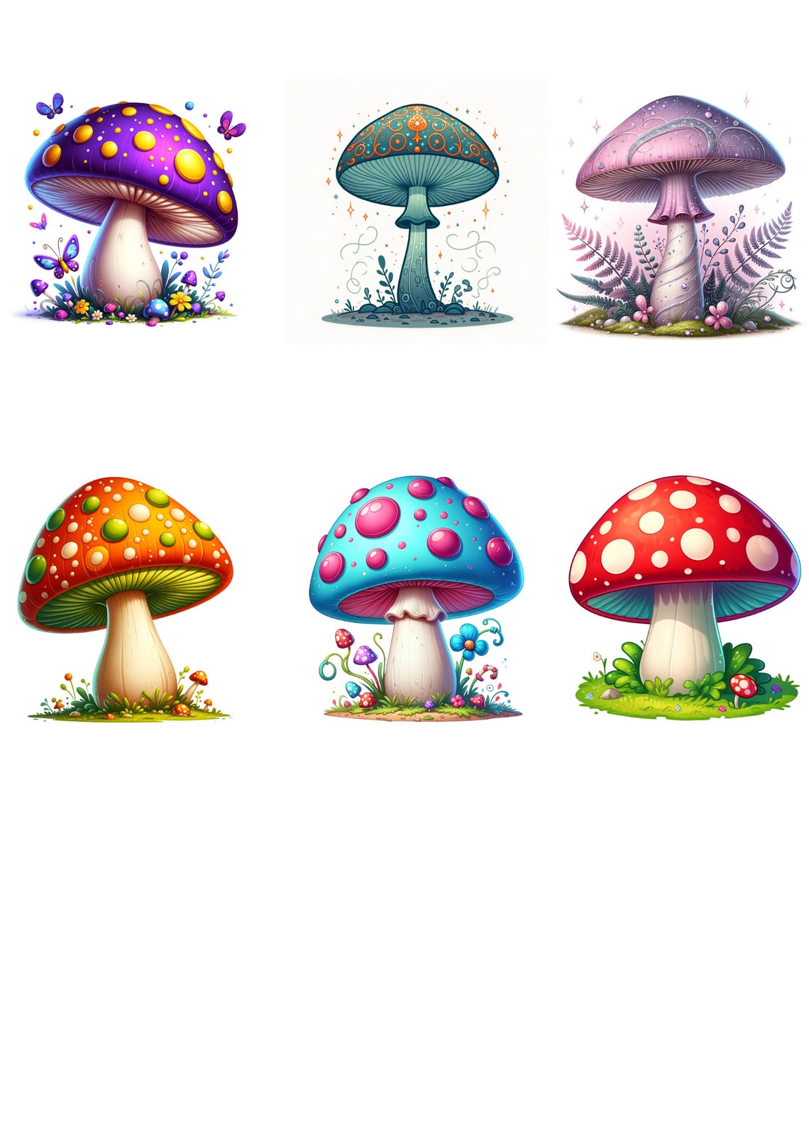 Whimsical Forest Fungi Vinyl Stickers Vibrant Mushroom Decal Set for ...