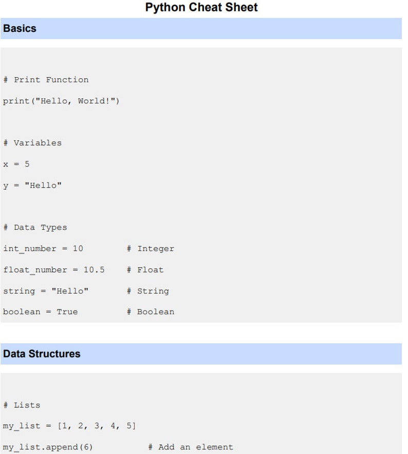 Python Cheat Sheet Eli5 Guide For Beginners Easy Python Basics And Data Structures Instant