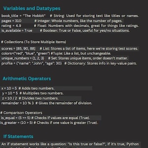 Python Cheat Sheet: ELI5 Guide for Beginners - Easy Python Basics and Data Structures| Instant ...