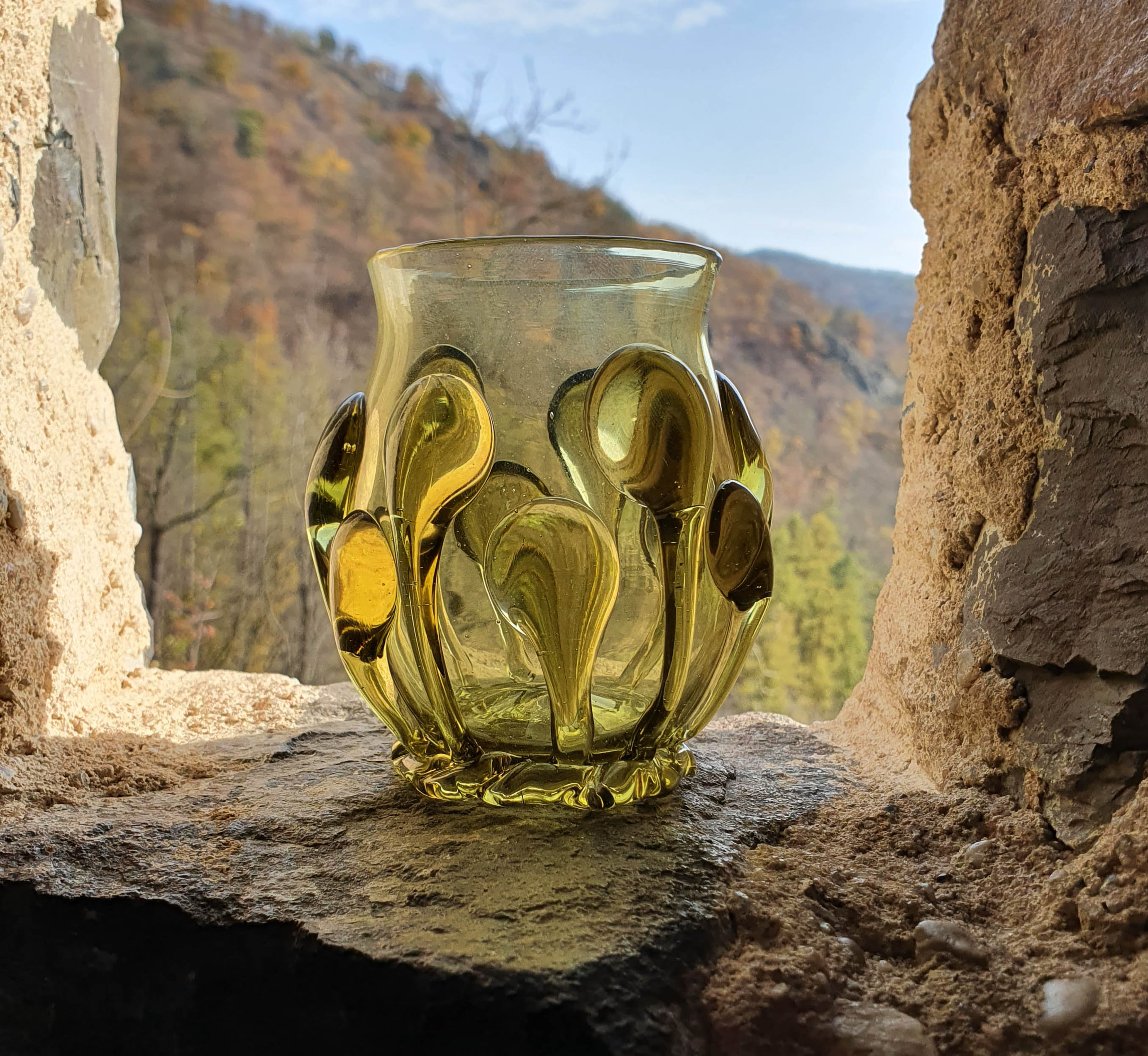 MEDIEVAL GOBLET BOHEMIA, Green Forest Glass Cup Replica Middle Ages ...