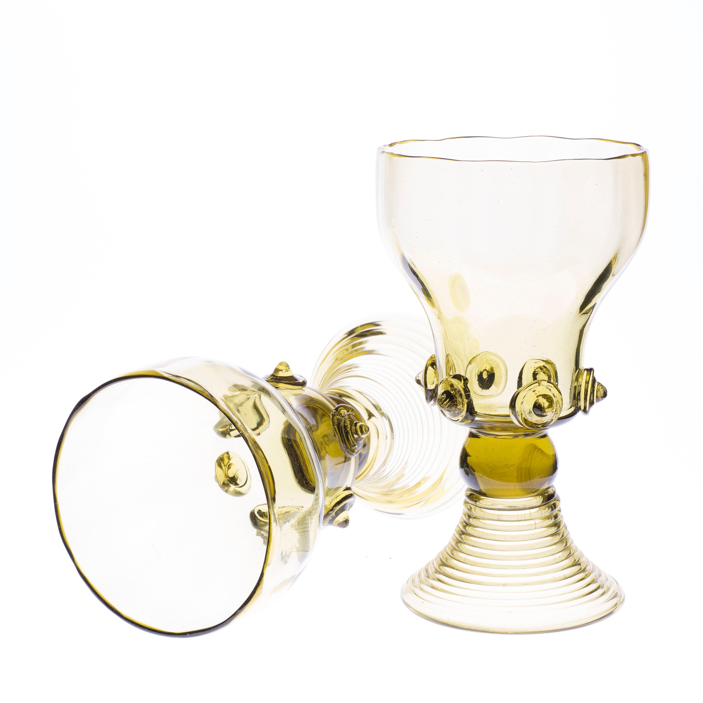 KING ARTHUR Large Medieval Glass Goblet Czech Green Forest Goblet ...