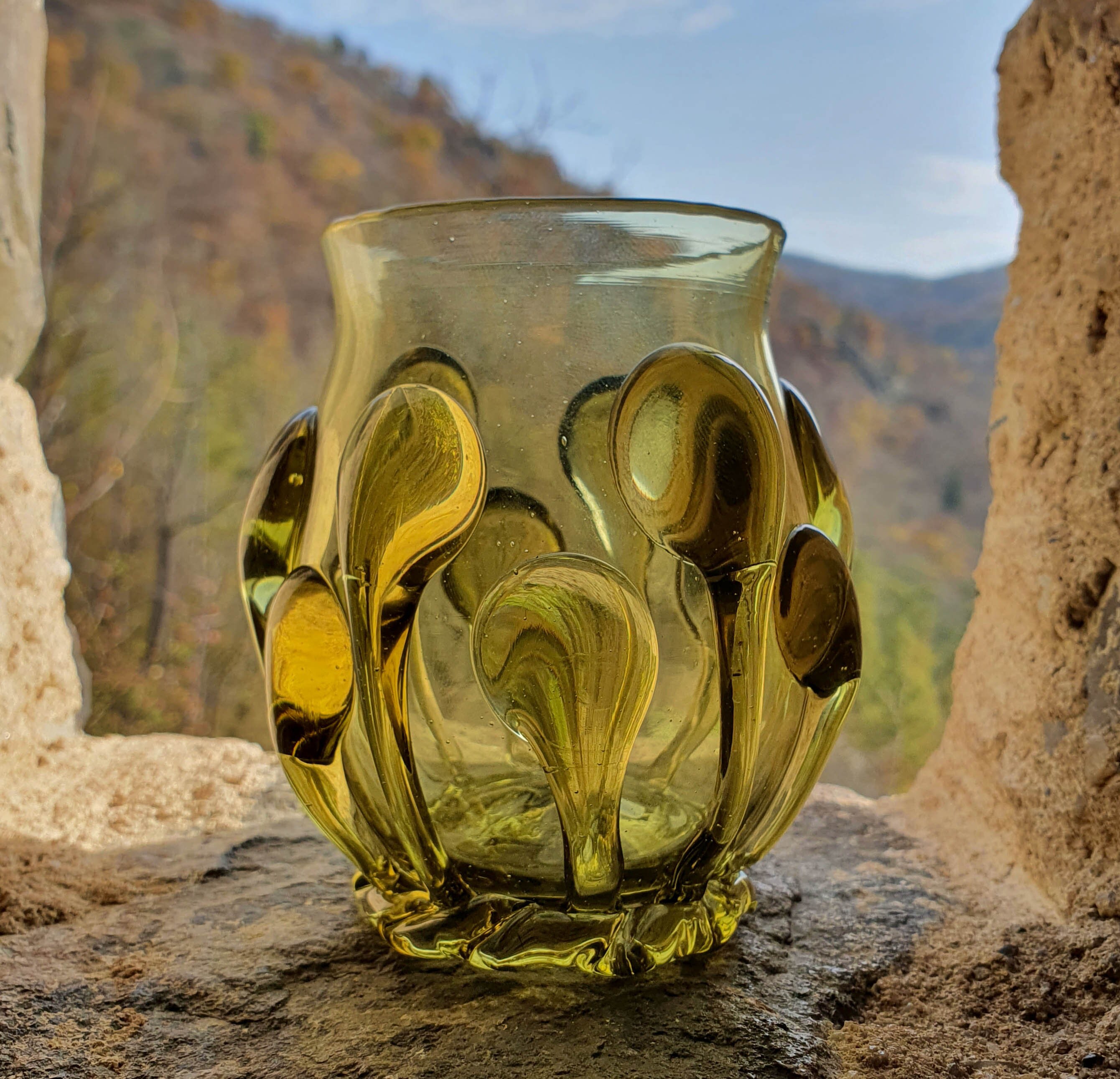 MEDIEVAL GOBLET BOHEMIA, Green Forest Glass Cup Replica Middle Ages ...