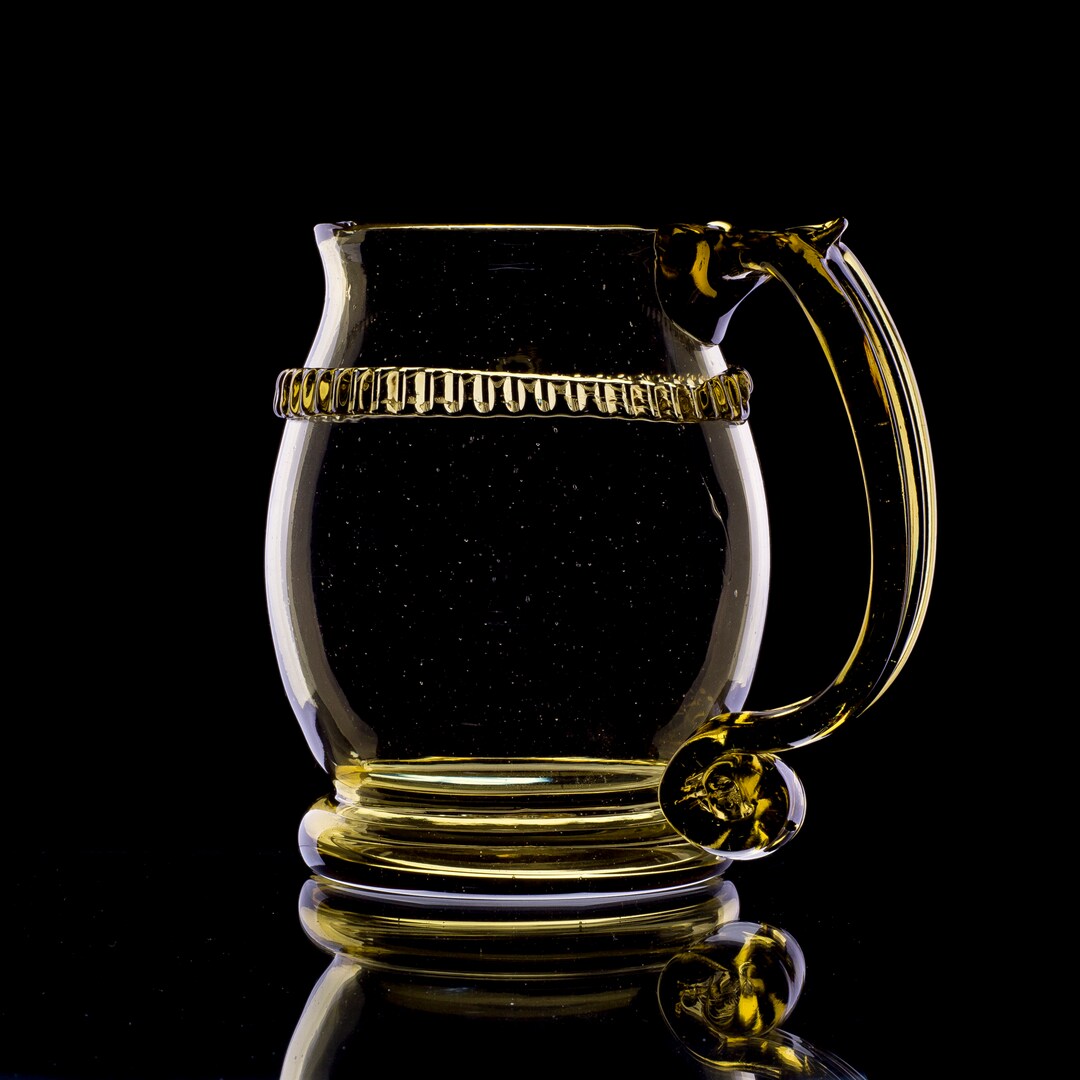 Medieval Beer Glass Tankard Handmade Green Czech Forest Glass Pitcher ...