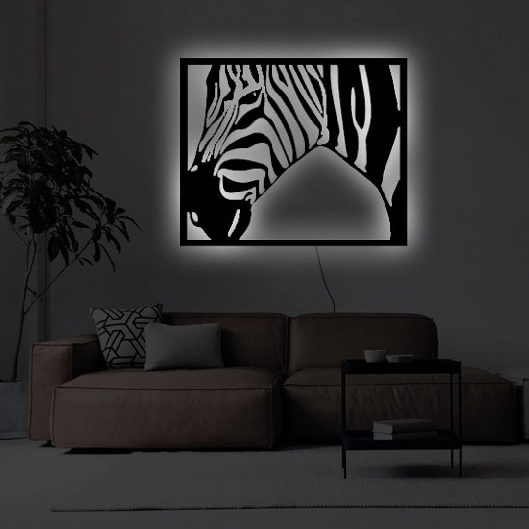 ZEBRA Metal Wall Art With Led Light Personalized Name - Etsy